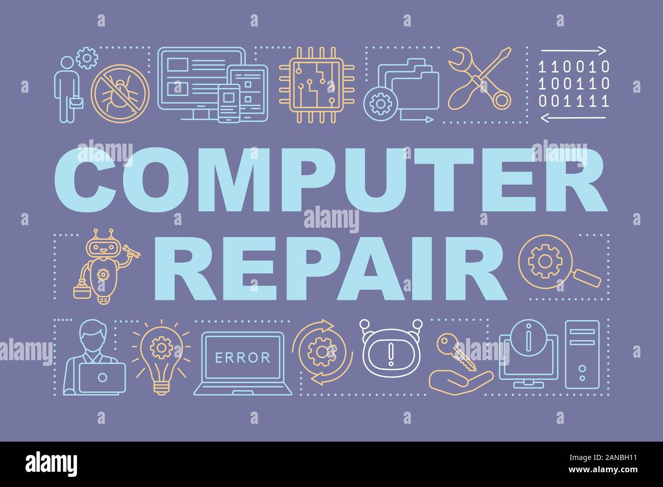 Computer repair word concepts banner. Operating system reinstall ...