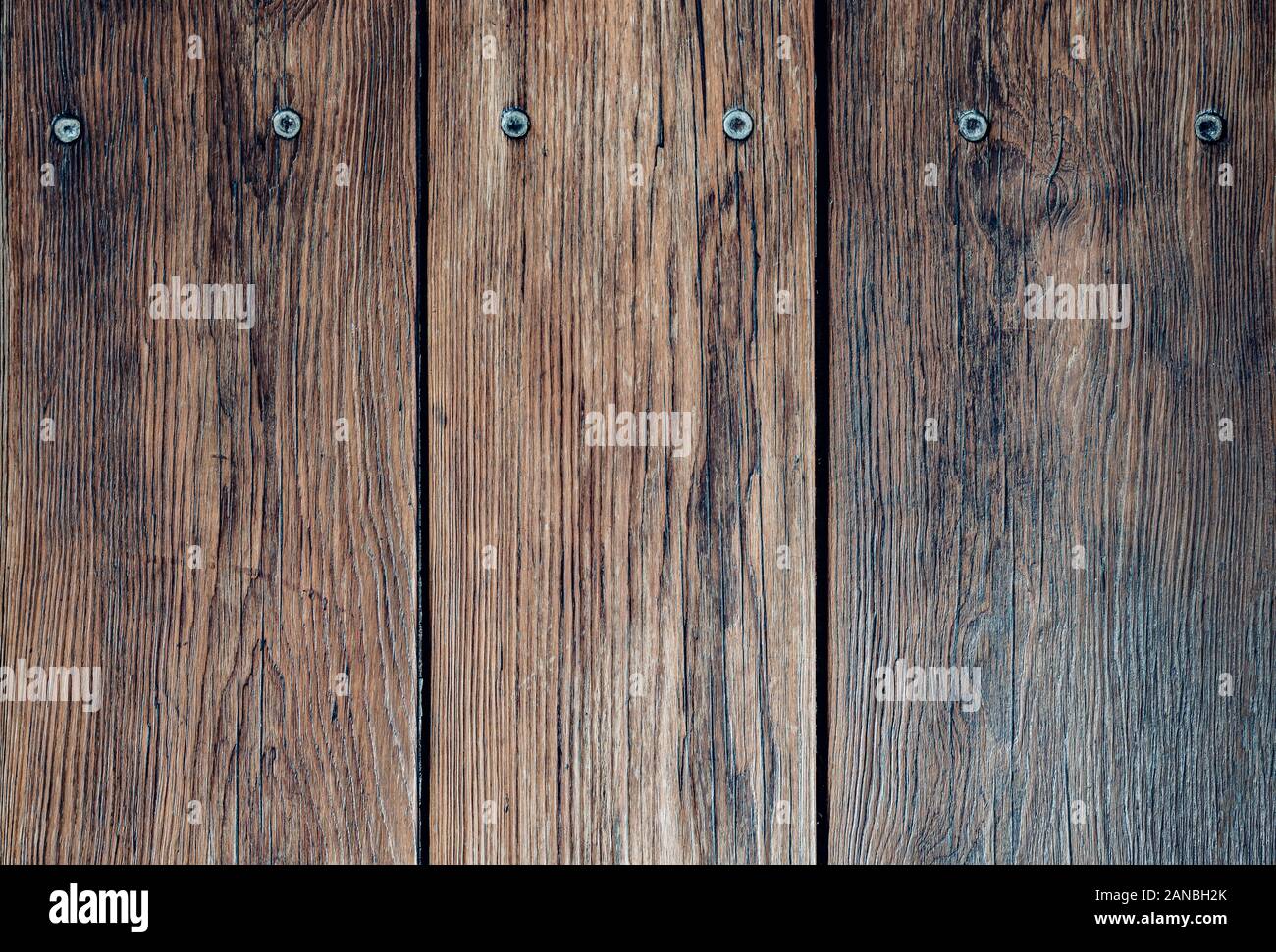 top view of dark rustic wooden table, wooden planks background Stock ...