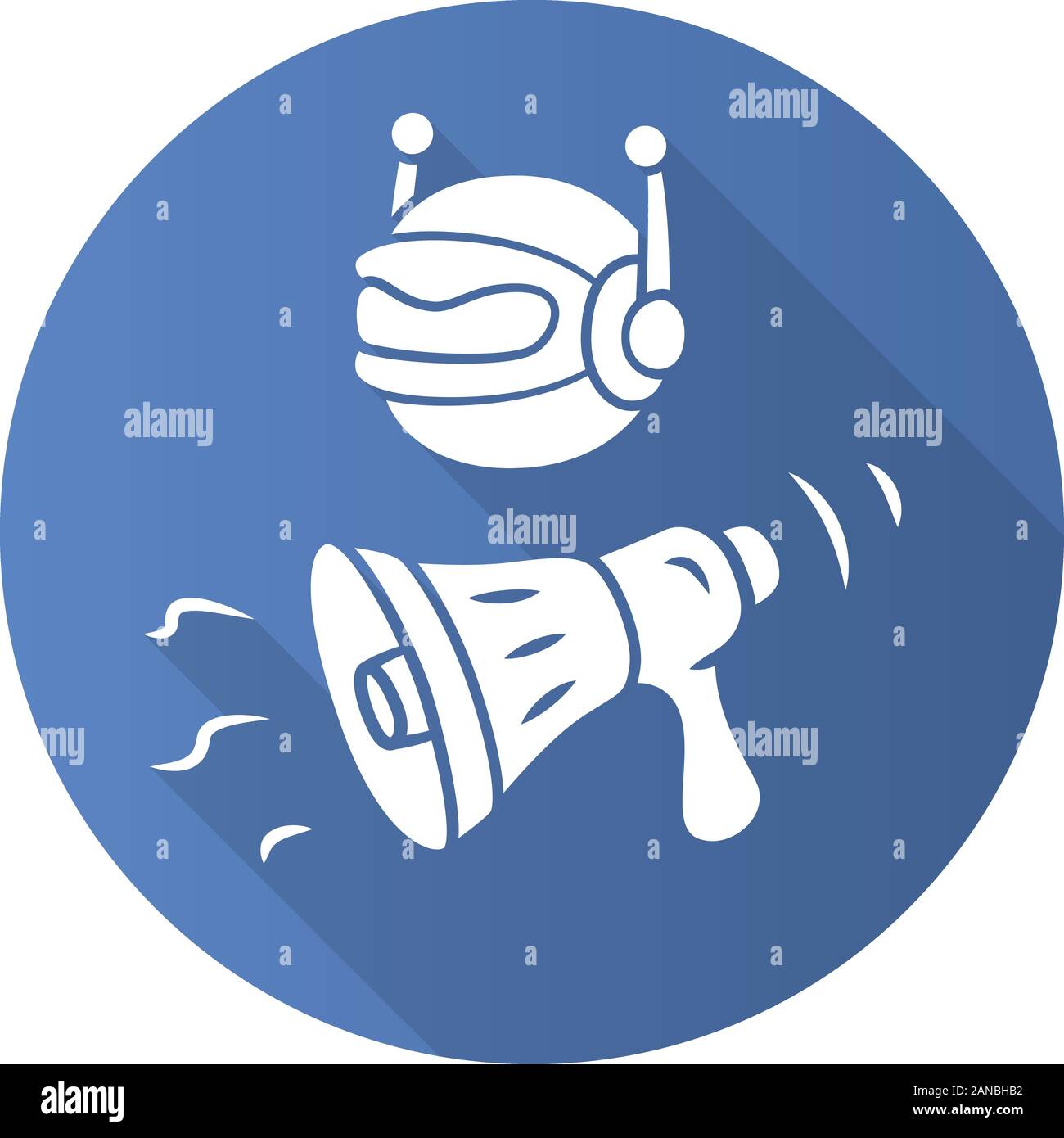 Propaganda bot flat design long shadow glyph icon. Spam attack ...