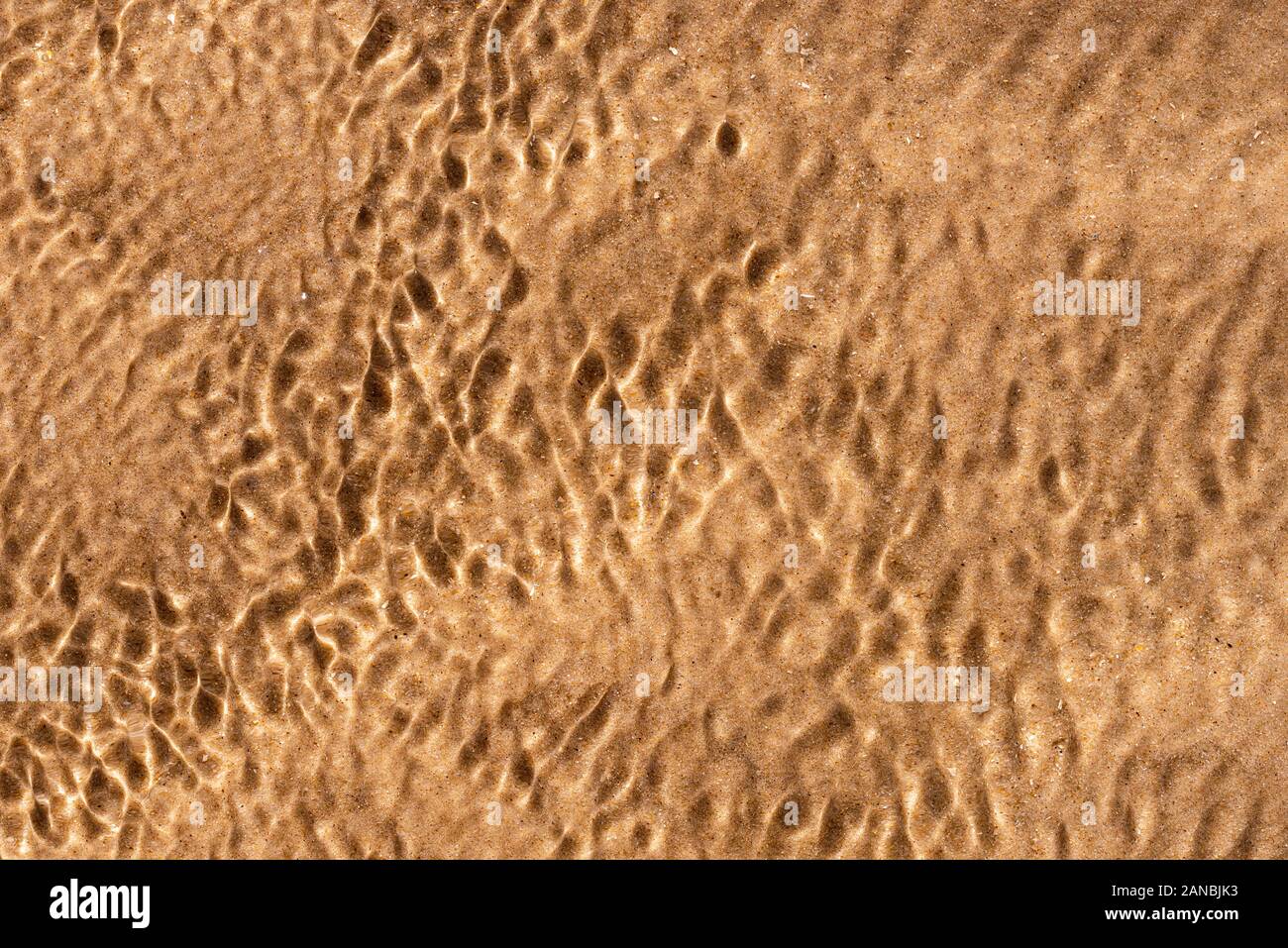 Wet sand background. Underwater sand and light reflection on seawater ...