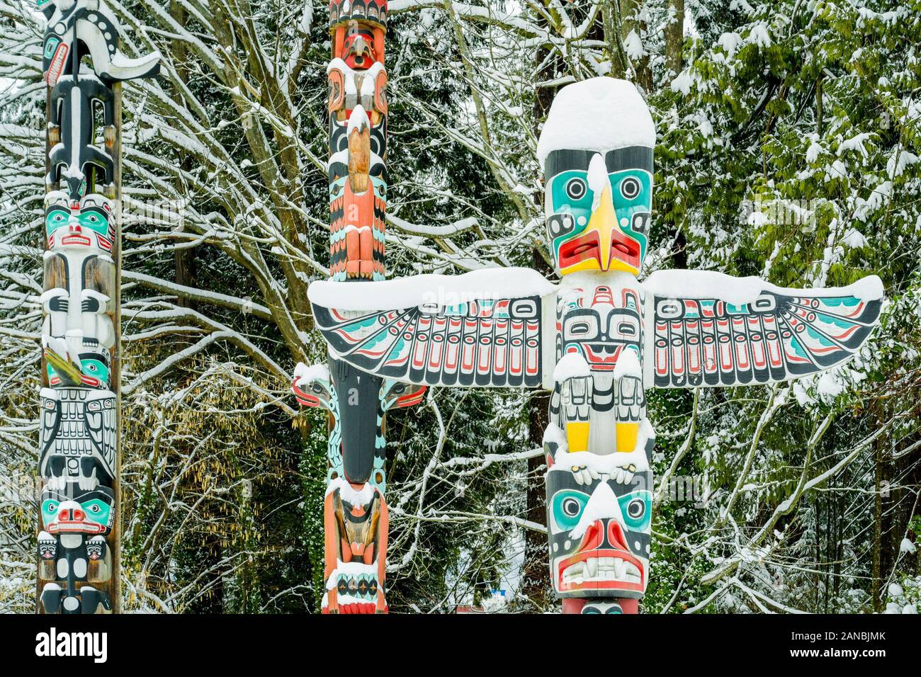 Totem poles in the stanley park hi-res stock photography and images - Alamy