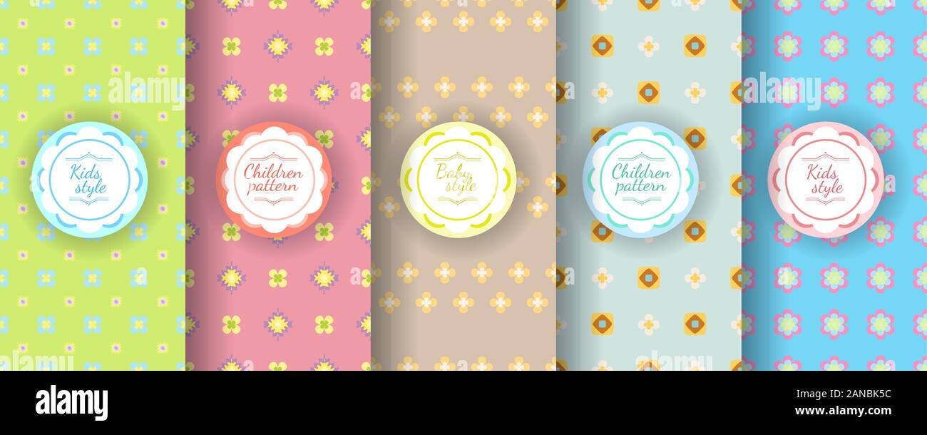 Kids colorful seamless pattern. Cute Baby design Stock Vector Image ...