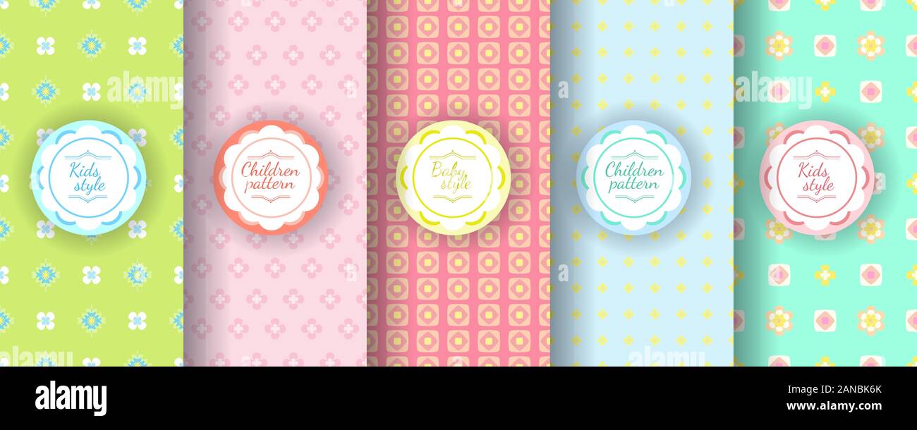 Kids colorful seamless pattern. Cute Baby design Stock Vector Image ...