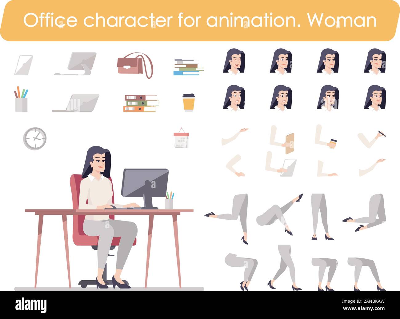 Business woman front view animated flat vector character design. Office ...
