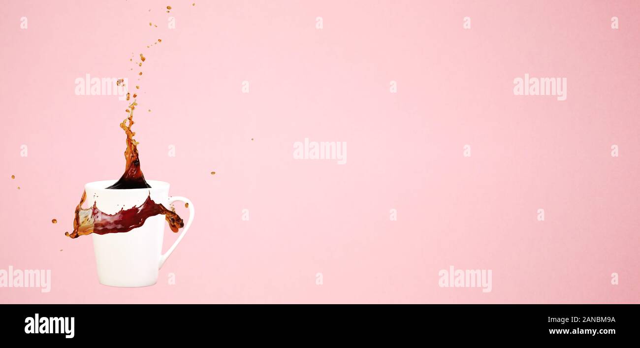 Coffee concept. Minimal art. Solid background. Coffee splashes ...