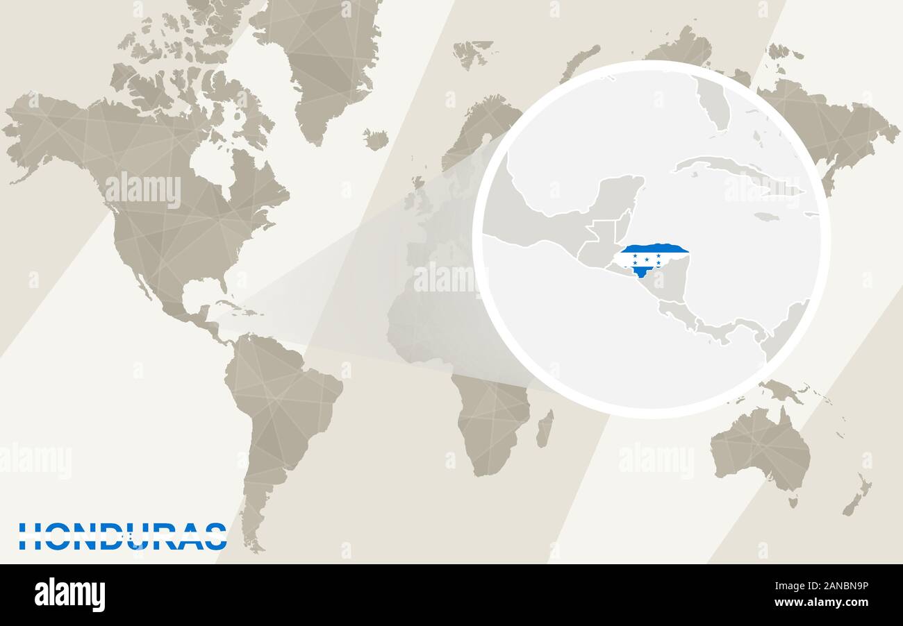 Zoom on Honduras Map and Flag. World Map Stock Vector Image & Art - Alamy