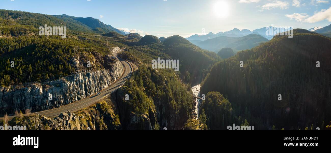 Aerial Panoramic View of the Famous Scenic Drive, Sea to Sky Highway ...