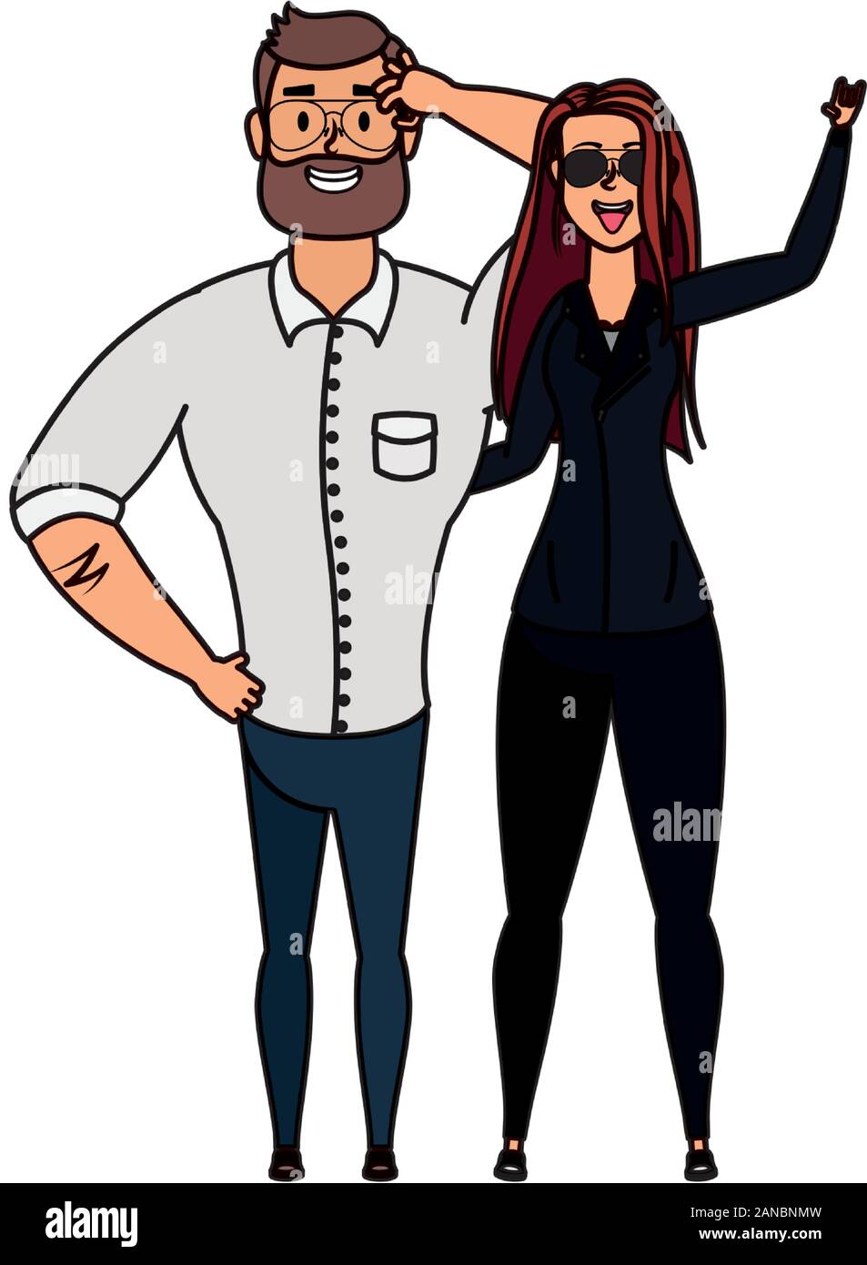 young man bearded with rude woman characters Stock Vector Image & Art ...