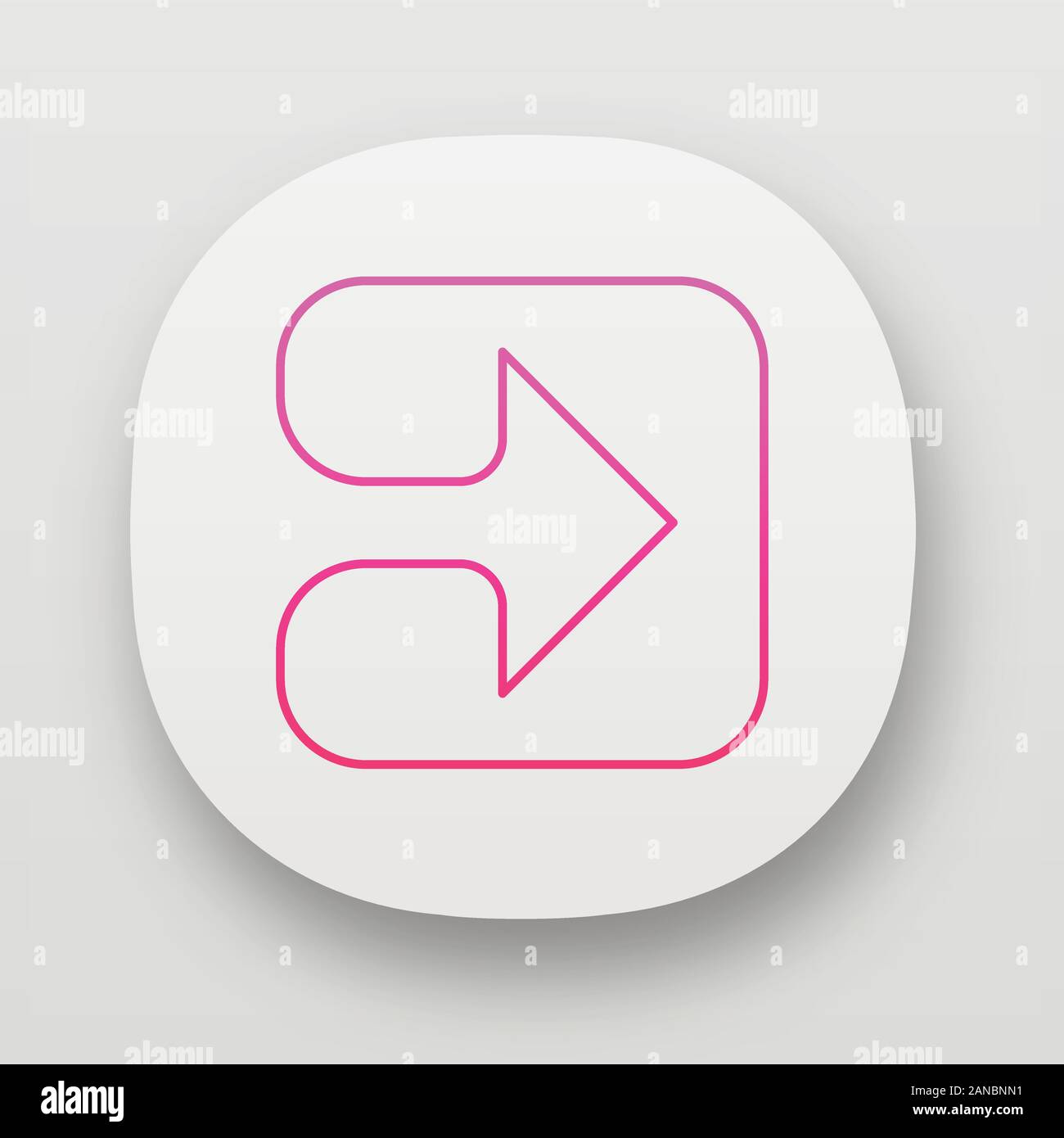 Arrow in square app icon. Play button. Forward indicator, right turn ...