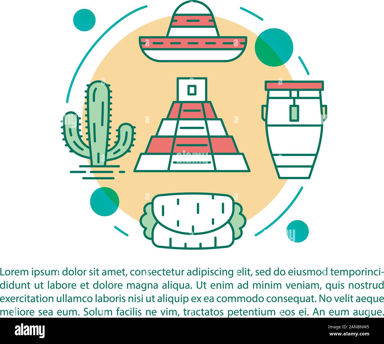 Mexican culture article page vector template. Travel to Mexico ...