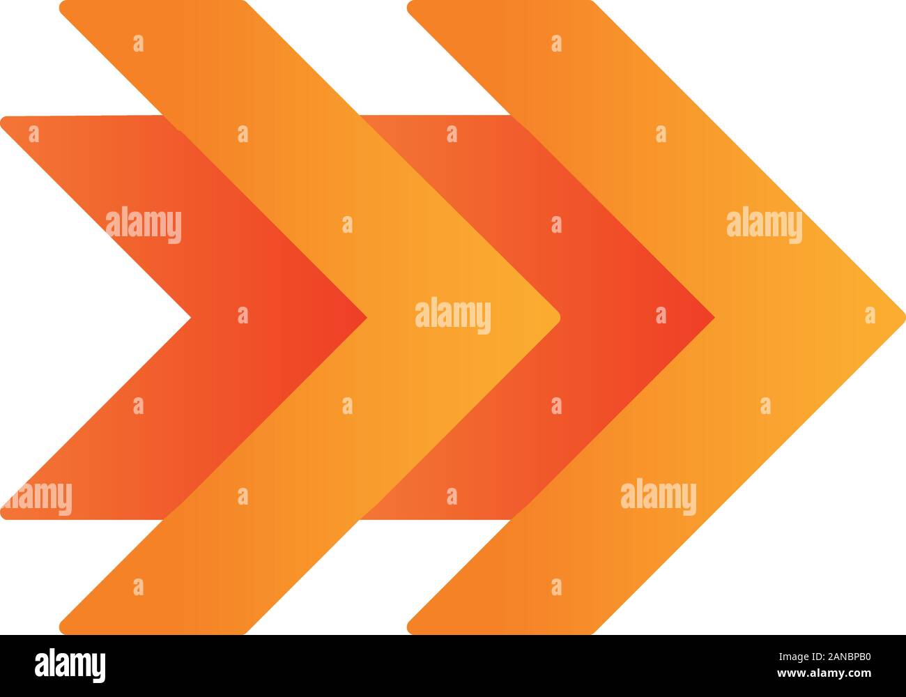 Double orange arrows flat design long shadow color icon. Fast forward right arrowhead. Rewinding ...