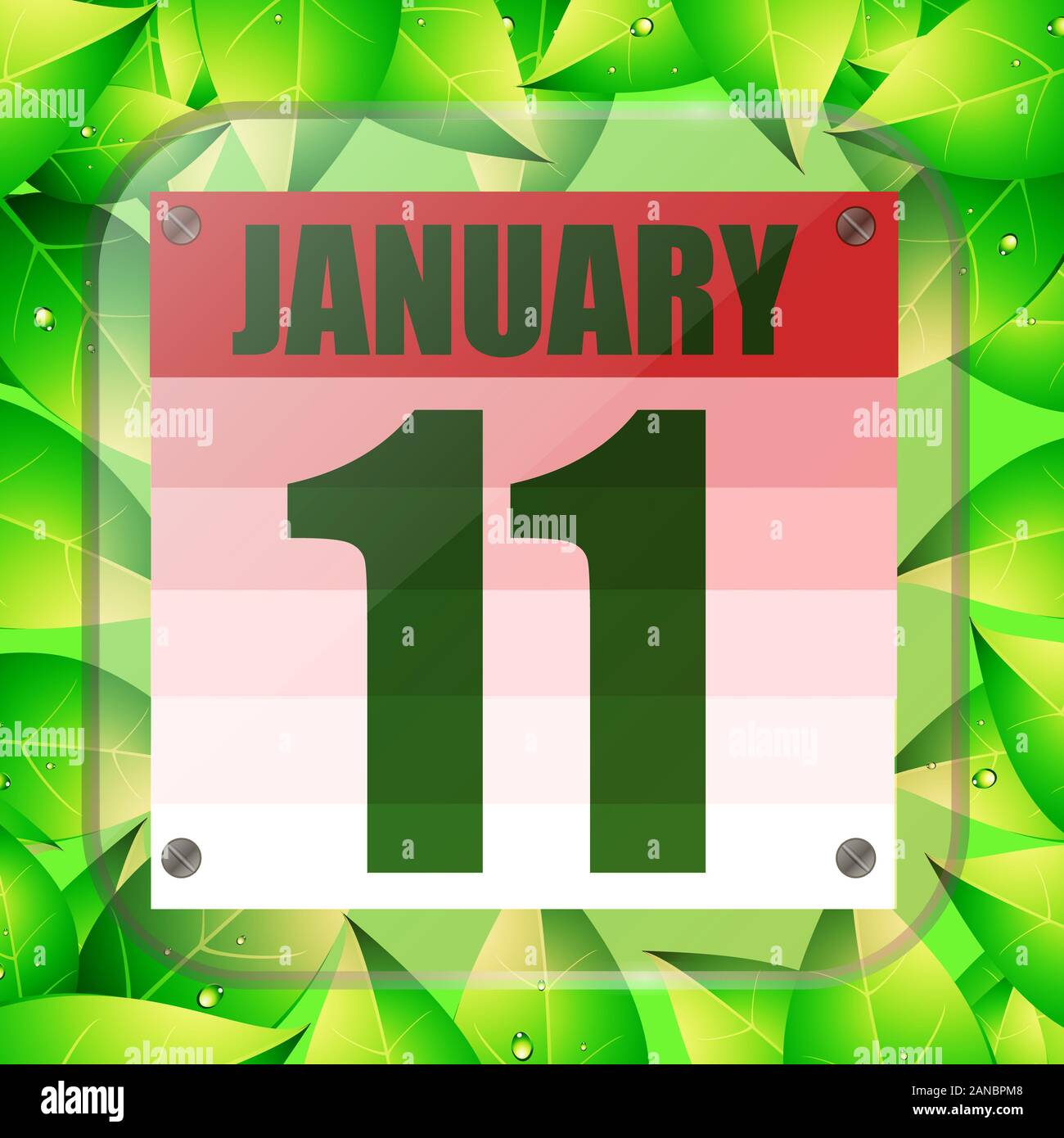January 11 icon. Calendar date for planning important day with green ...