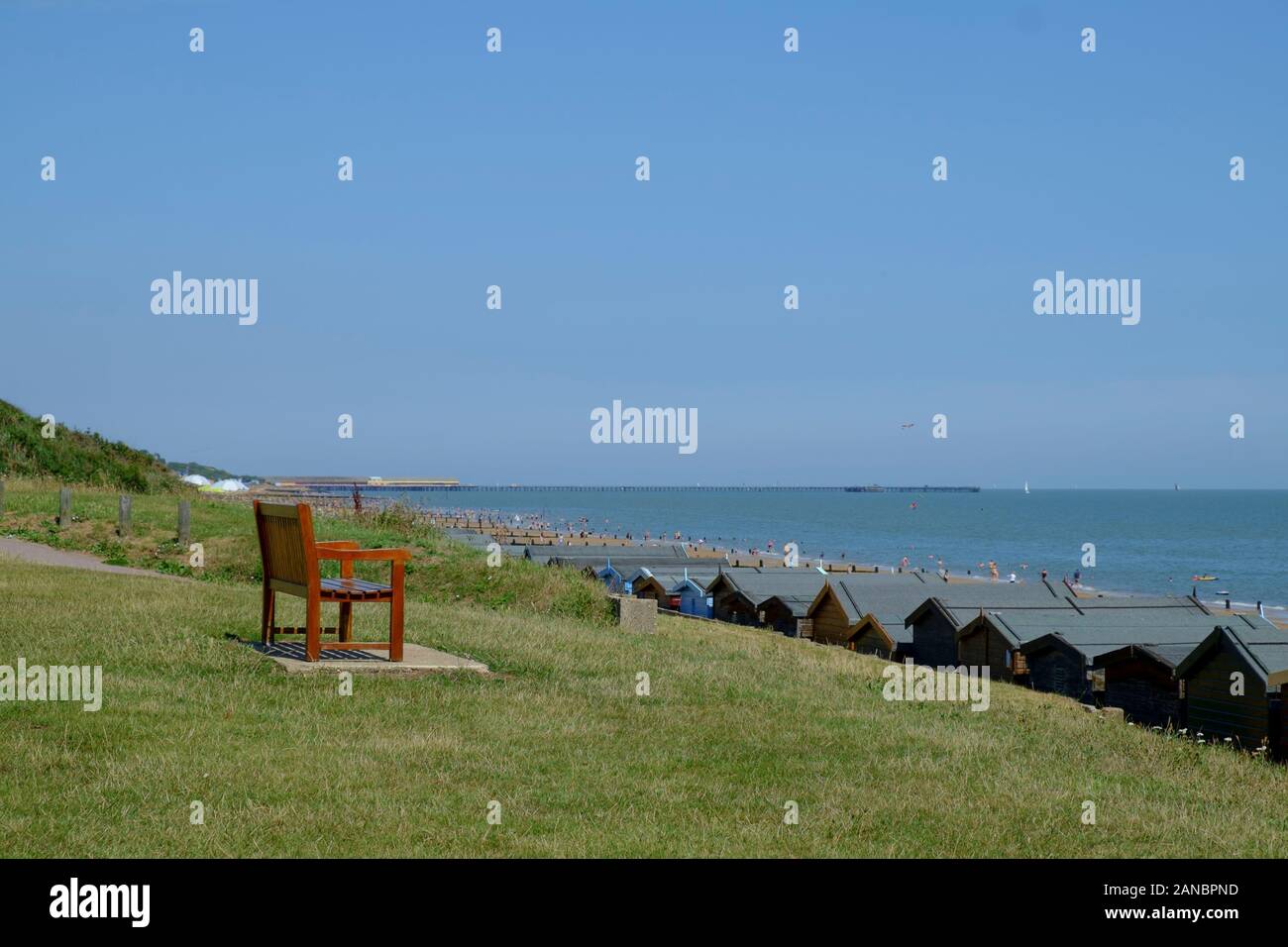 The beach and seaside at Frinton-on-Sea during a hot British summer's ...