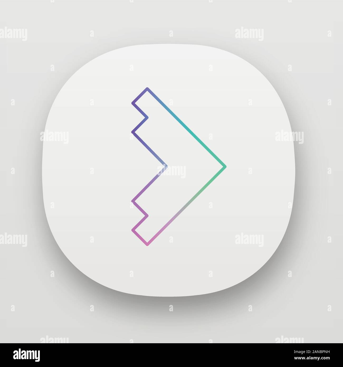 Right arrowhead app icon. Forward triangular arrow. Next. Navigation sign. Motion designator ...