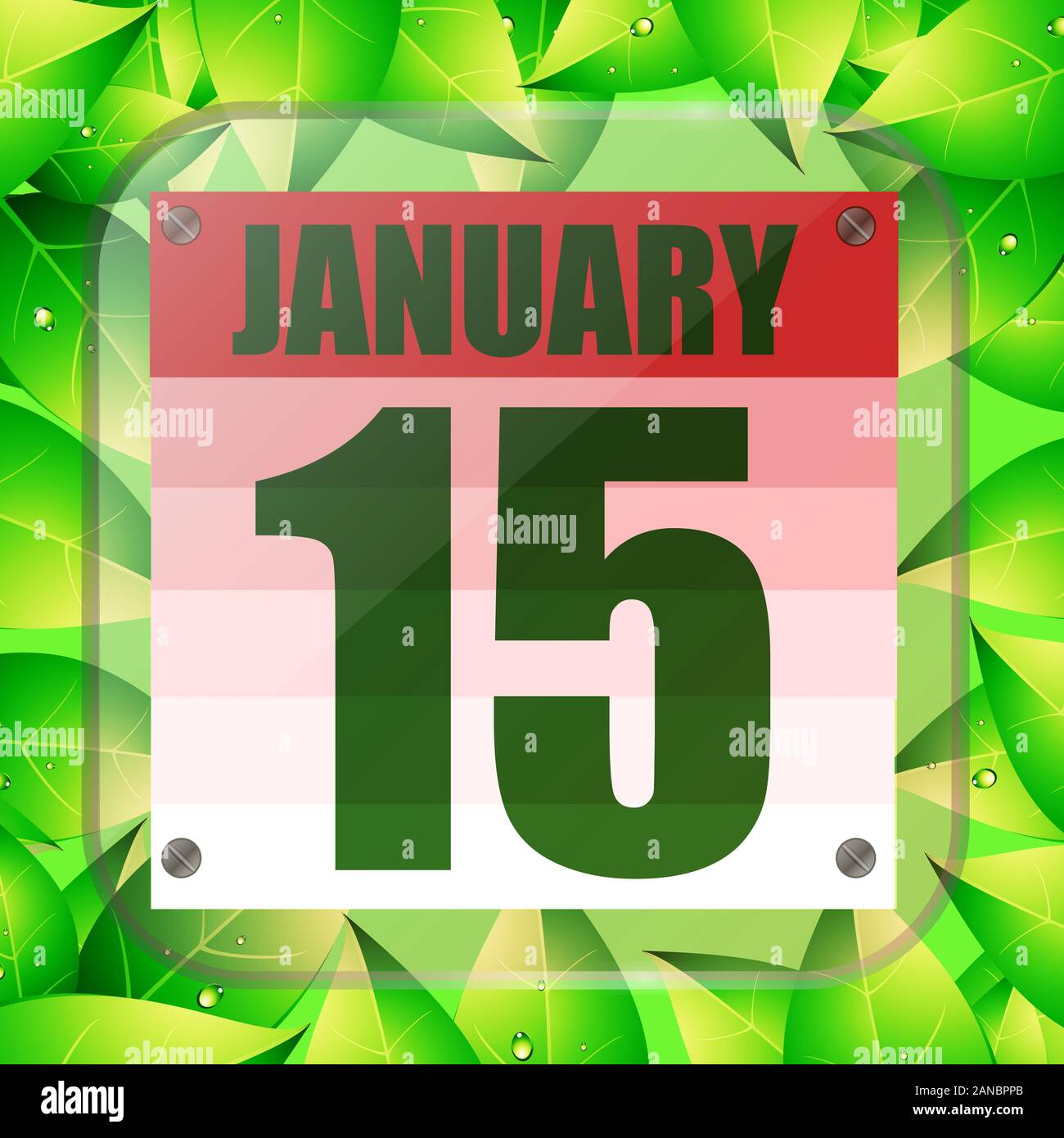 January 15 icon. Calendar date for planning important day with green ...