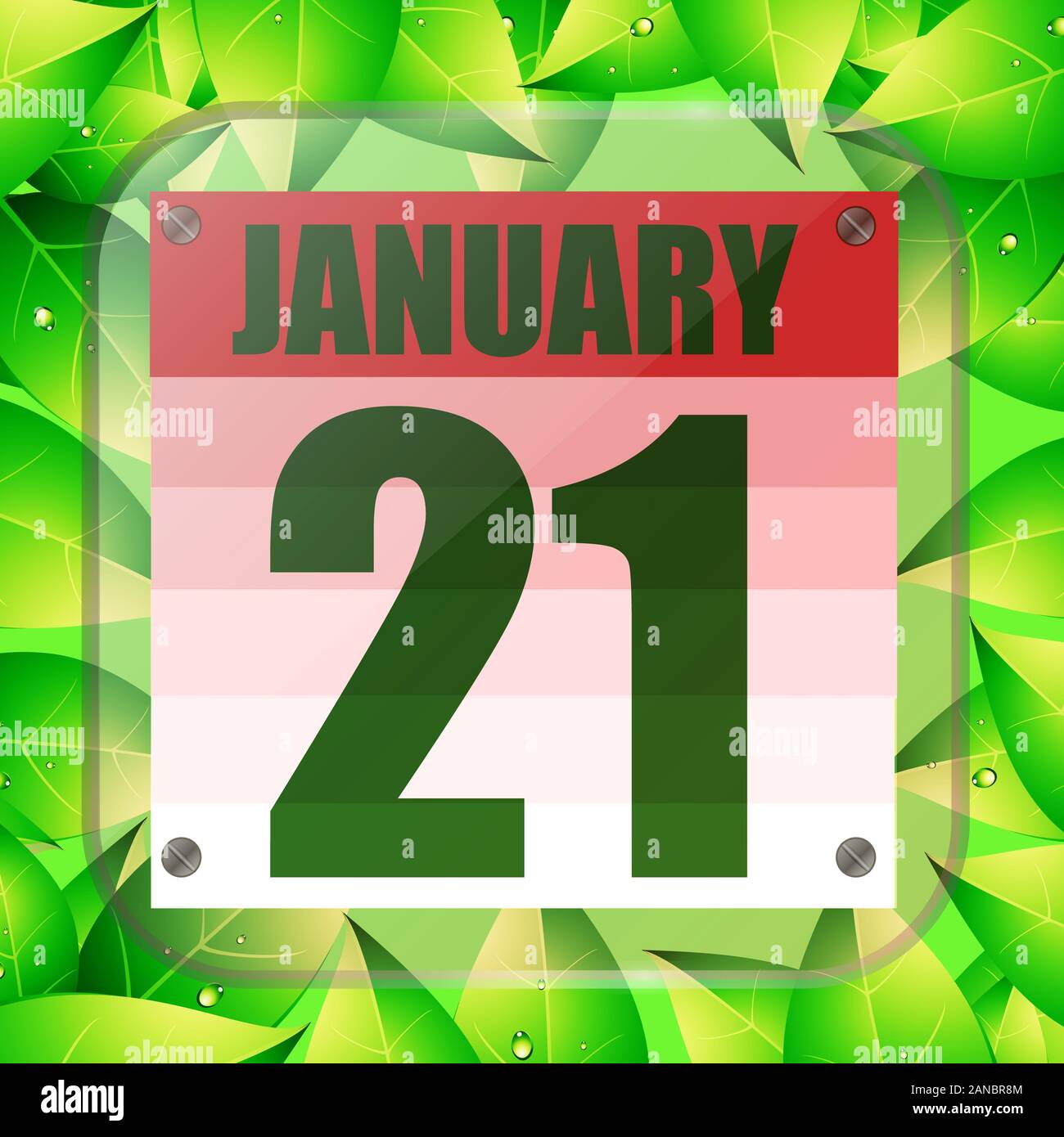 January 21 icon. For planning important day with green leaves. Banner ...