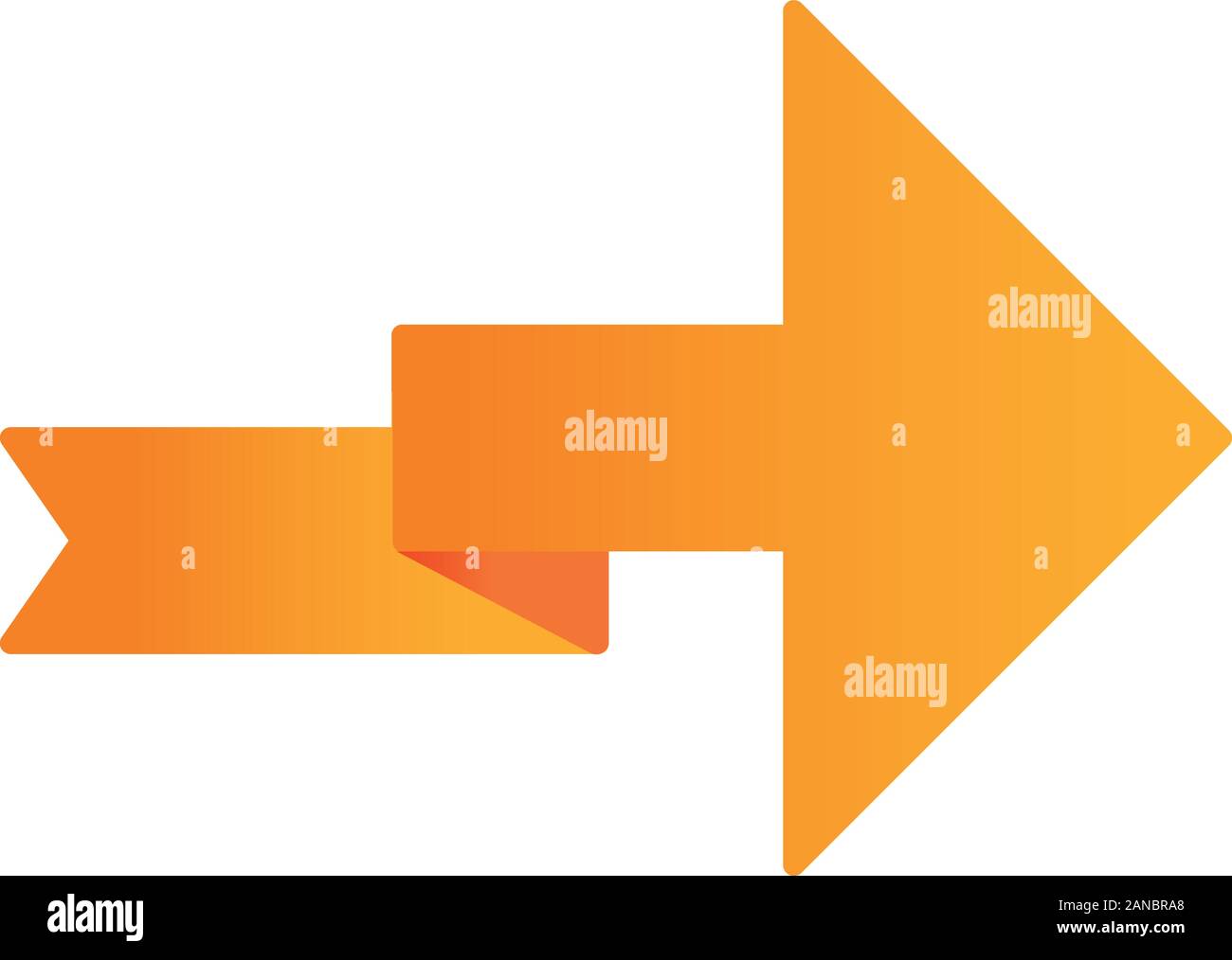 Orange arrow with folding line flat design long shadow color icon ...