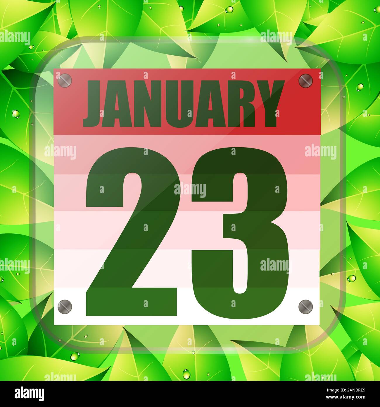 January 23 icon. For planning important day with leaves. Banner for ...
