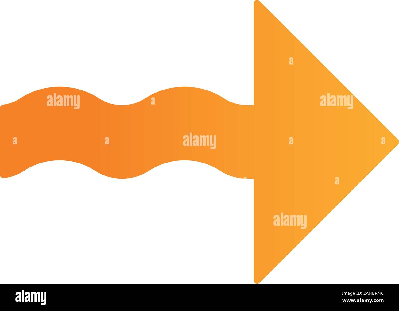 Wavy orange arrow flat design long shadow color icon. Direction pointer ...