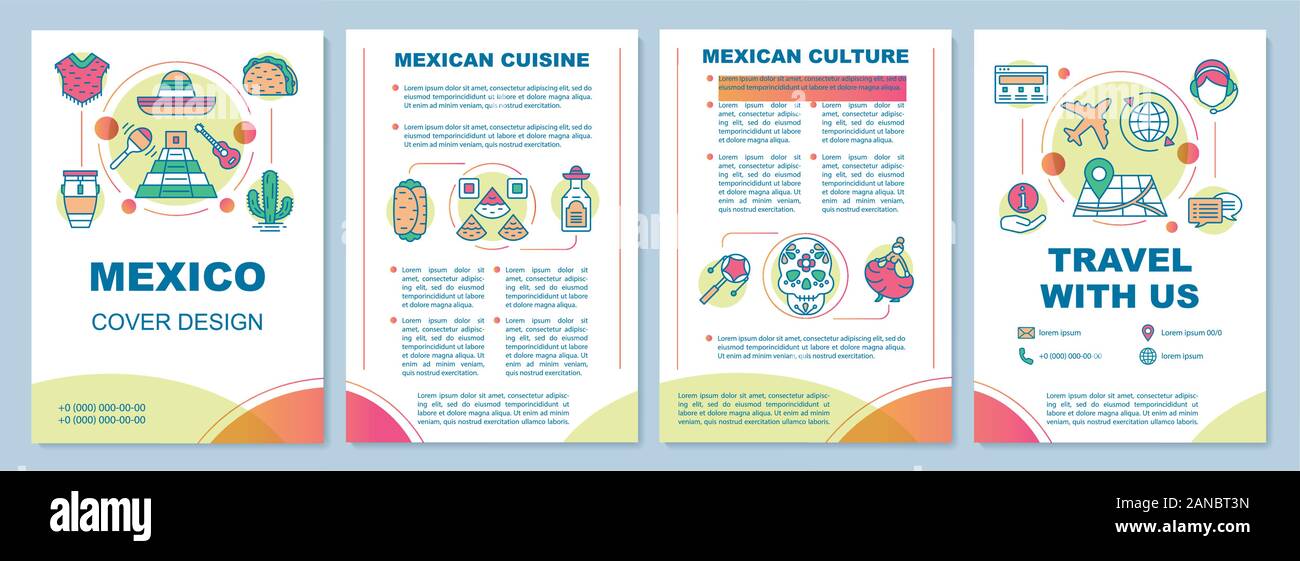 Mexico brochure template layout. Mexican sights, culture. Flyer ...