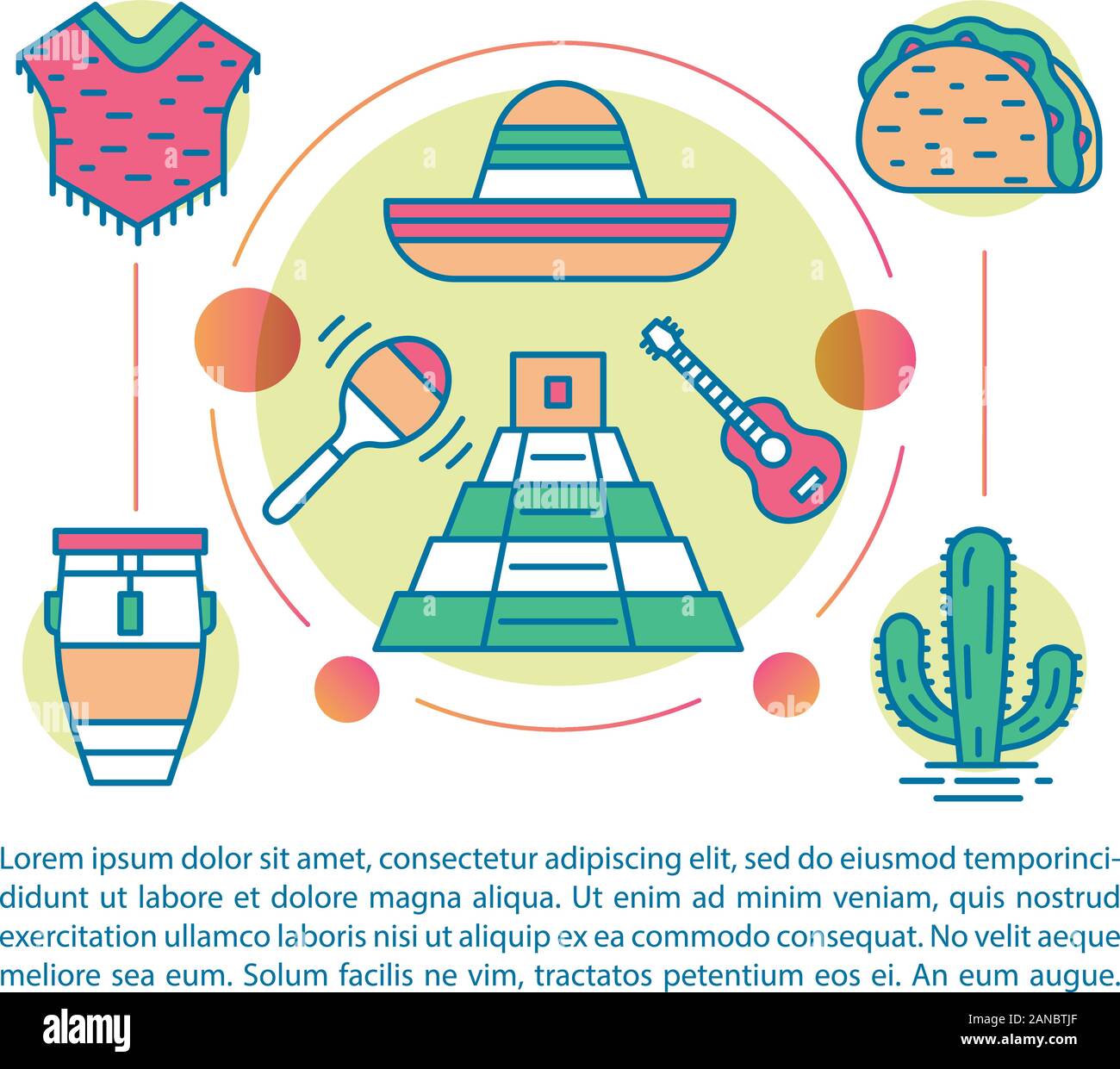 Mexican culture article page vector template. Mexico traditions ...