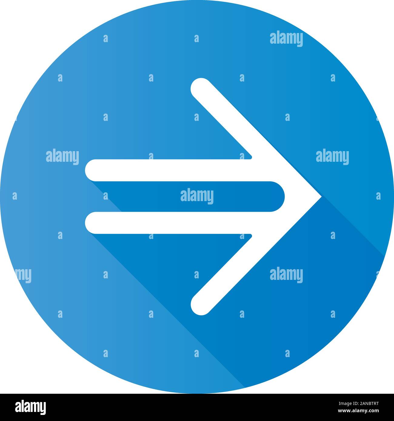 Double-lined arrow flat design long shadow glyph icon. Indicating sign, pointer button. Forward ...