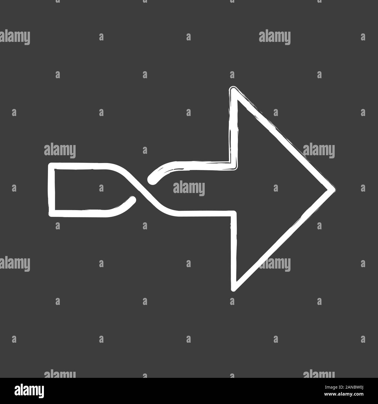 Twisted arrow chalk icon. Direction arrowhead. Pointing cursor. Arrow ...