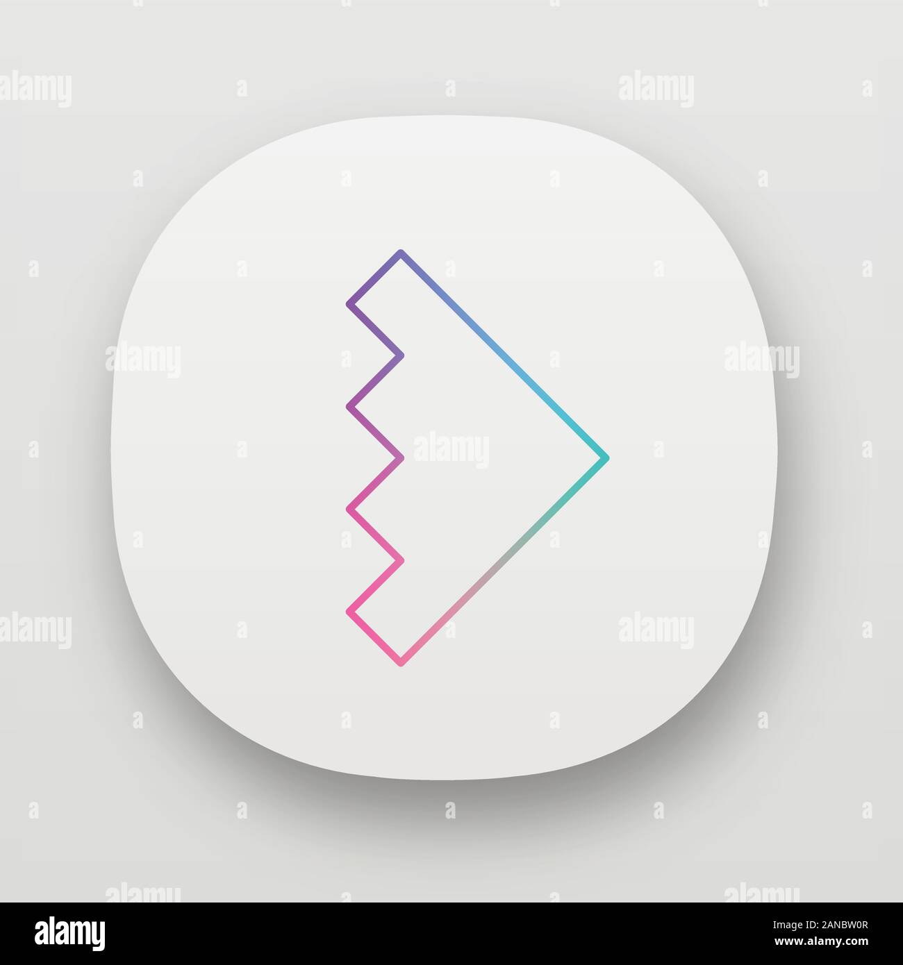 Rightward arrowhead app icon. Forward triangular arrow. Navigation pointer. Motion indicator ...