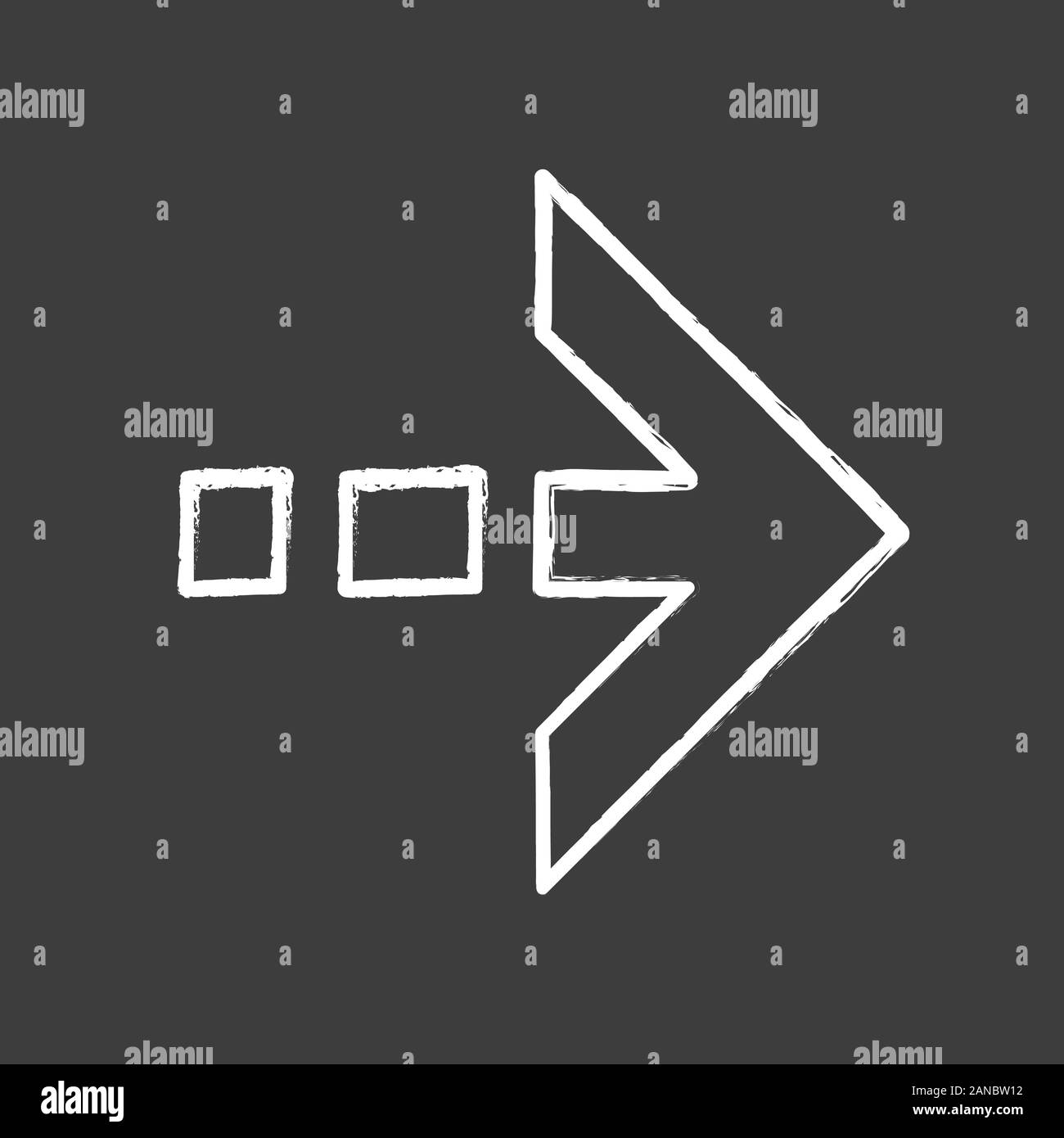 Arrow with dotted dash line chalk icon. East direction. Arrow ...