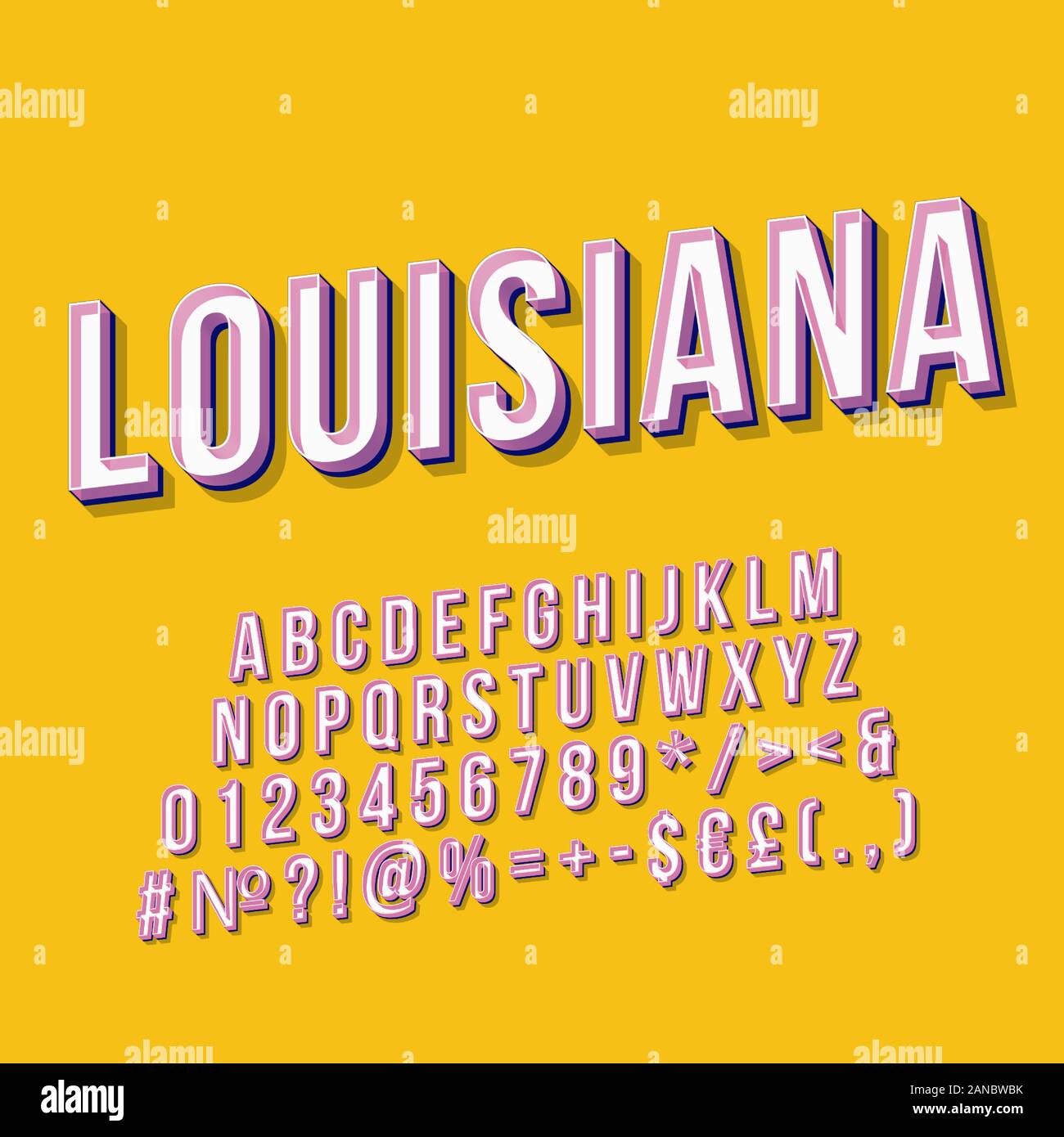 Louisiana vintage 3d vector lettering. Retro bold font, typeface. Pop ...