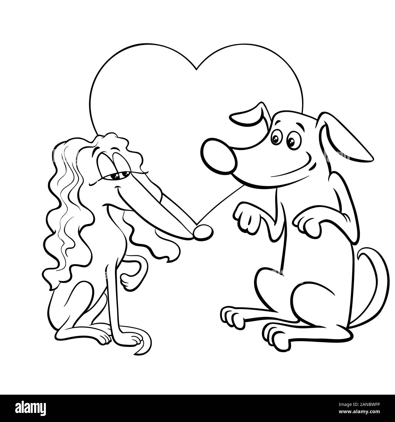 Black and White Valentines Day Greeting Card Cartoon Illustration with ...