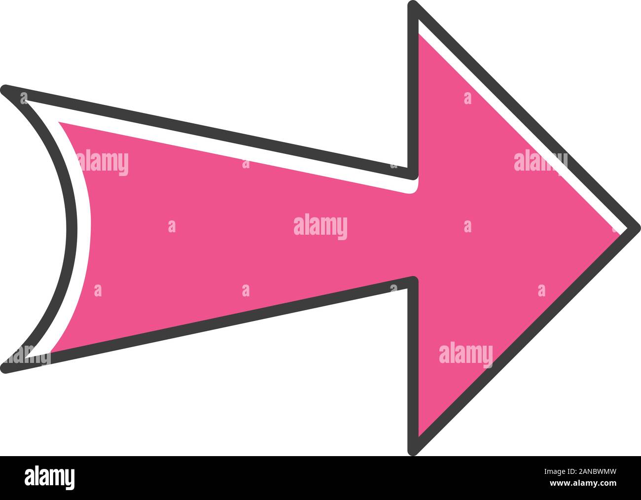 Wide pink arrow color icon. Rightward route. Arrowhead indexer. Next ...