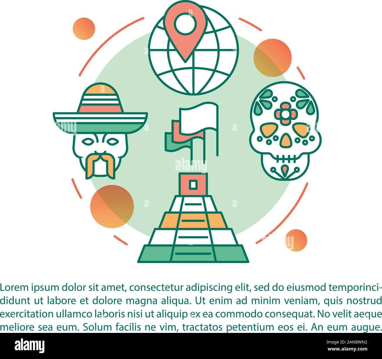 Mexican culture article page vector template. Mexico attractions ...