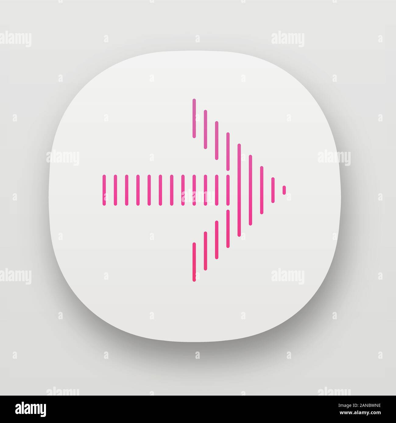 Striped arrow app icon. rrowhead indicating rightward. Direction pointer. Navigation indicator ...