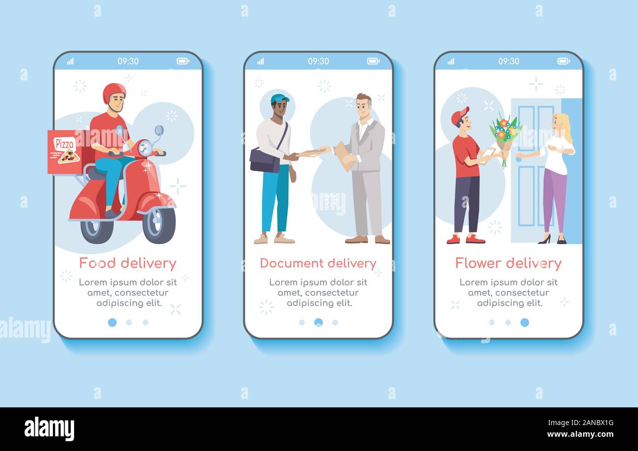 Express delivery service onboarding mobile app screen vector template ...