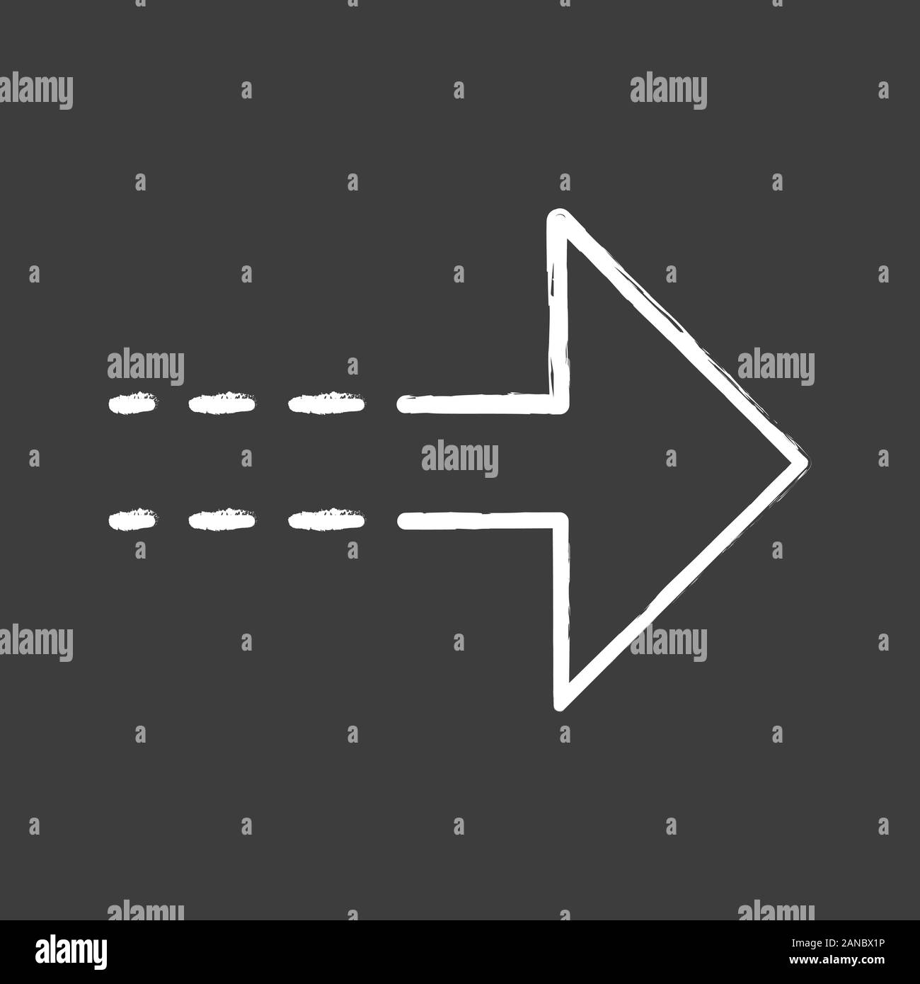 Arrow with dotted line chalk icon. Rightward direction. Arrowhead pointing to right. Navigation ...