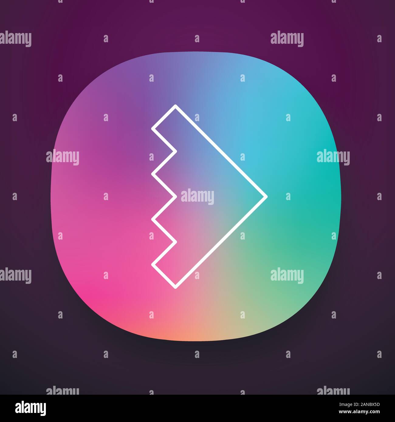 Rightward arrowhead app icon. Forward triangular arrow. Navigation pointer. Motion indicator ...