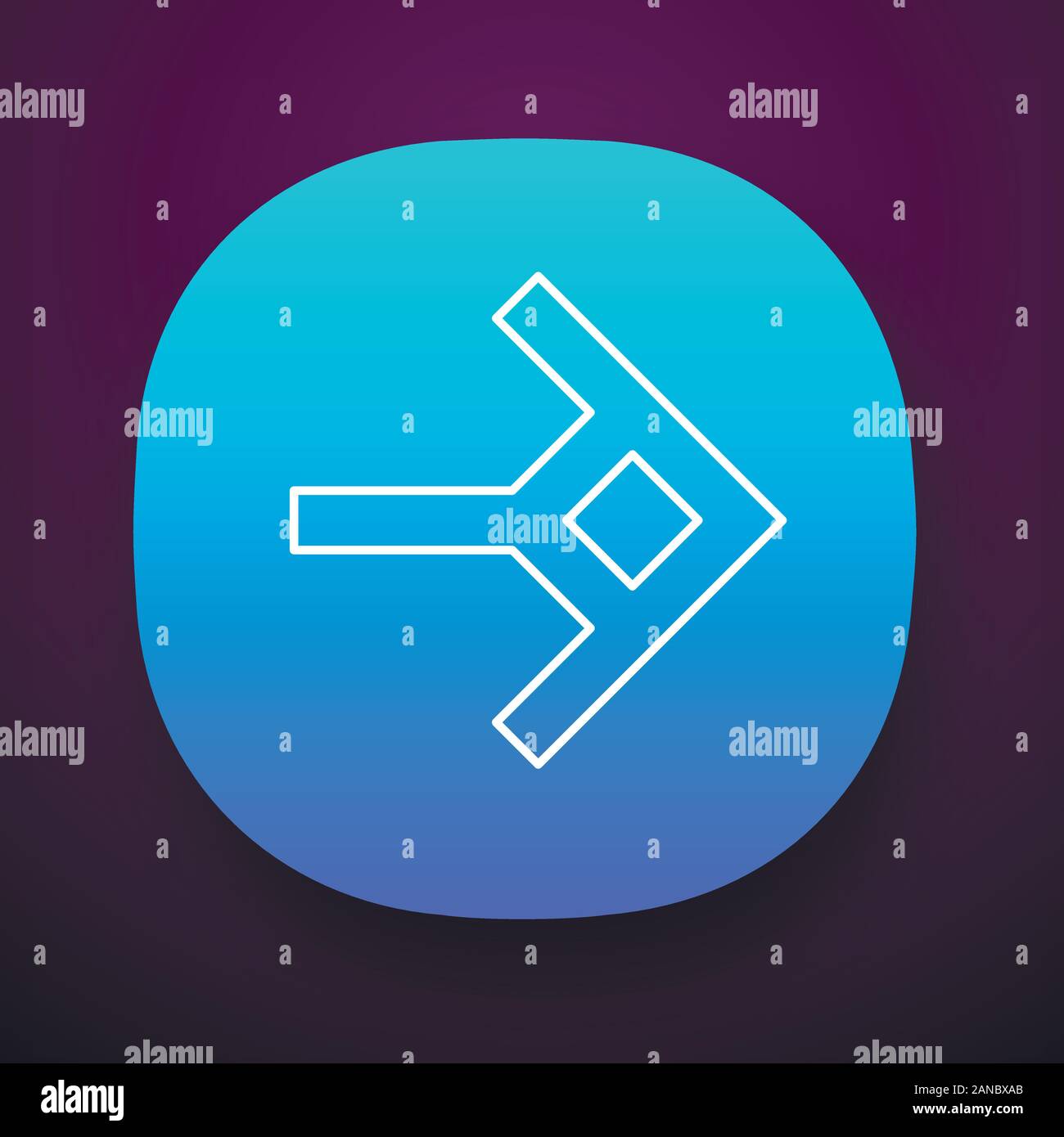 Shaped arrow app icon. Navigation arrowhead sign. East direction. Arrowhead indicating rightward ...