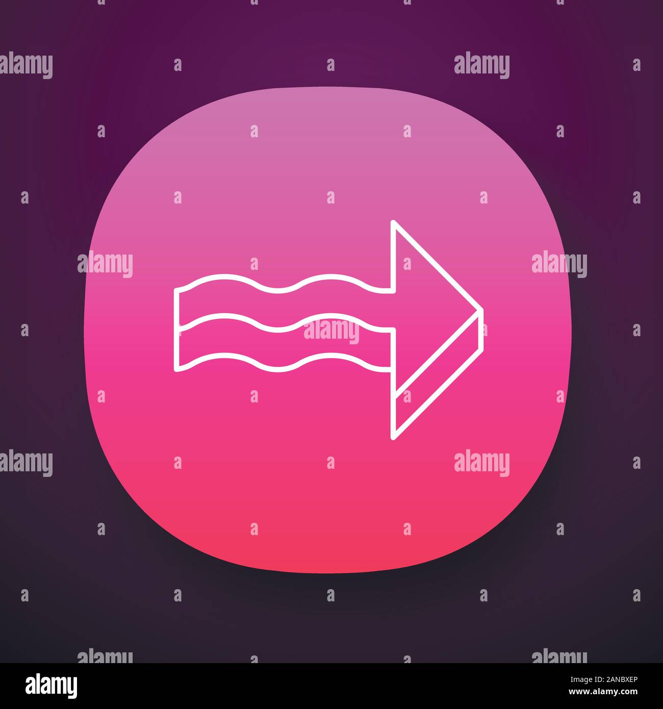 3d wavy arrow app icon. Rightward direction. Indicating arrowhead. Sign ...