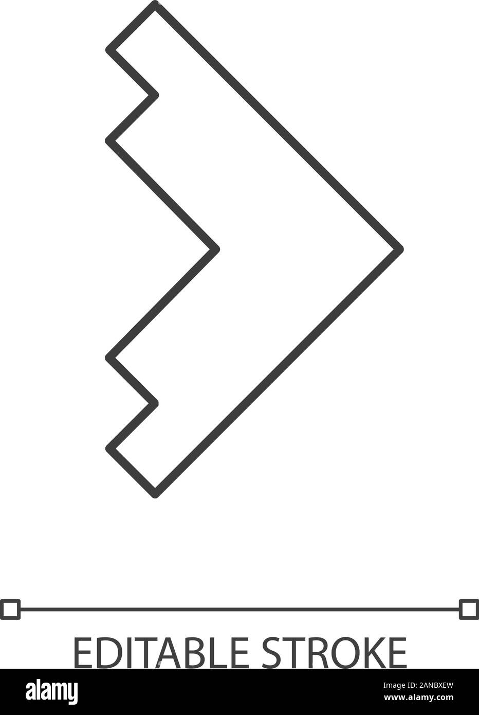 Right arrowhead linear icon. Forward triangular arrow. Motion indicator, designator. Abstract ...