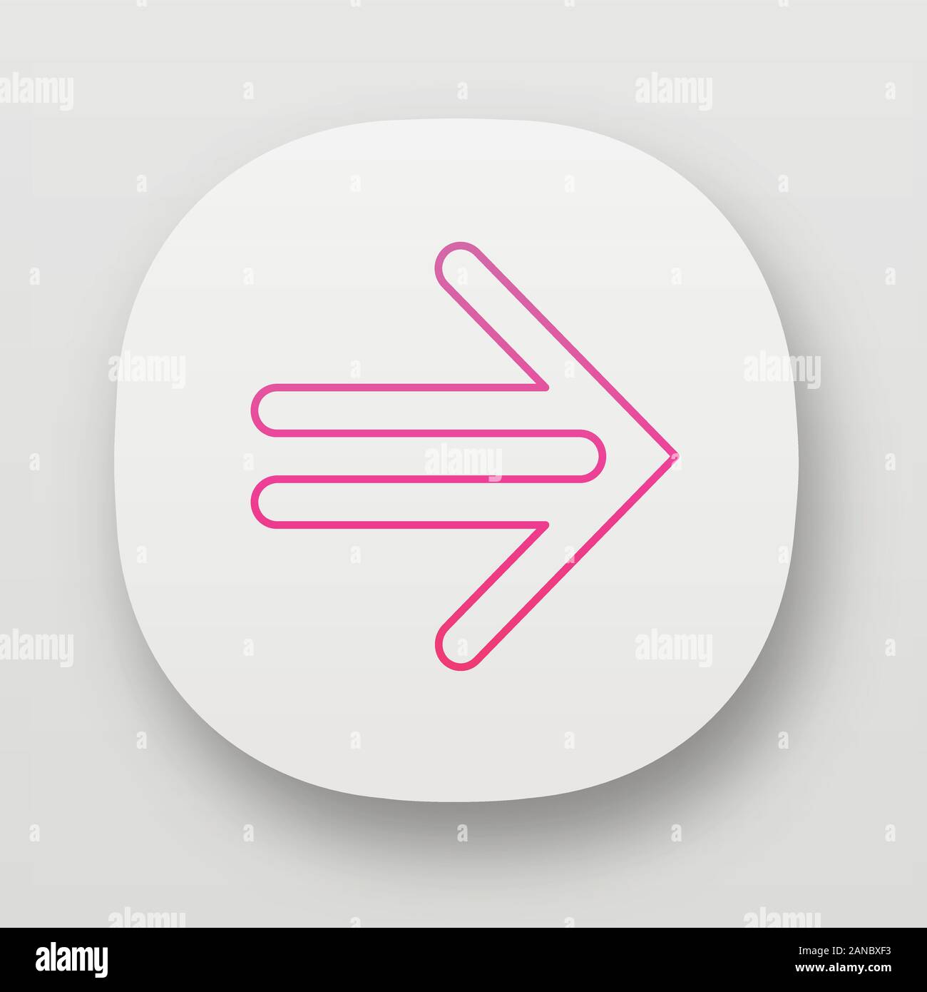 Double-lined arrow app icon. Indicating sign, pointer button. Forward arrowhead pointing right ...