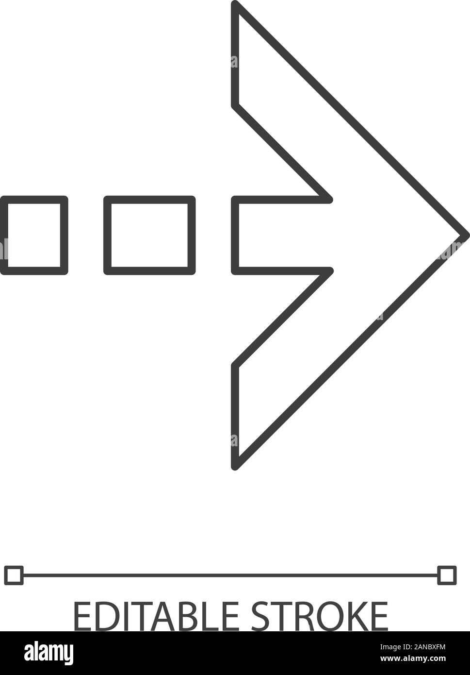 Arrow with dotted dash line linear icon. East direction. Arrow ...