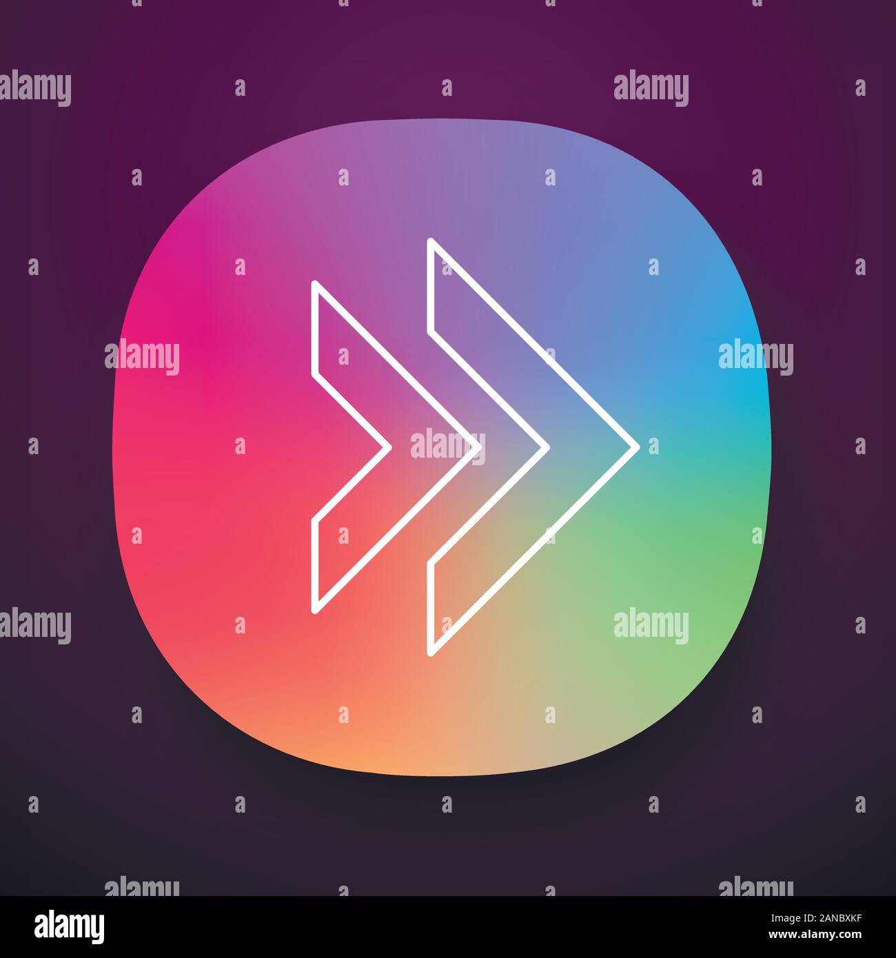 Double arrow app icon. Rewinding button. Navigation pointer, indicator symbol. Next, forward ...