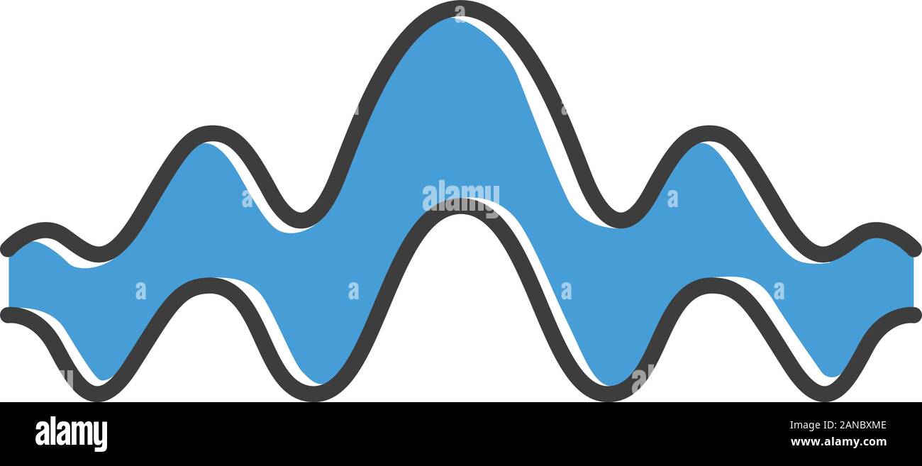 Blue fluid wave color icon. Flowing wavy lines. Music rhythm, digital ...