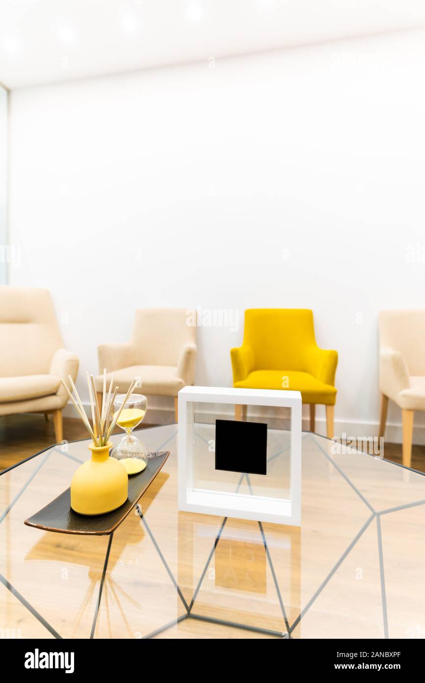 Cozy and modern reception. Interior of the modern hall office Stock ...