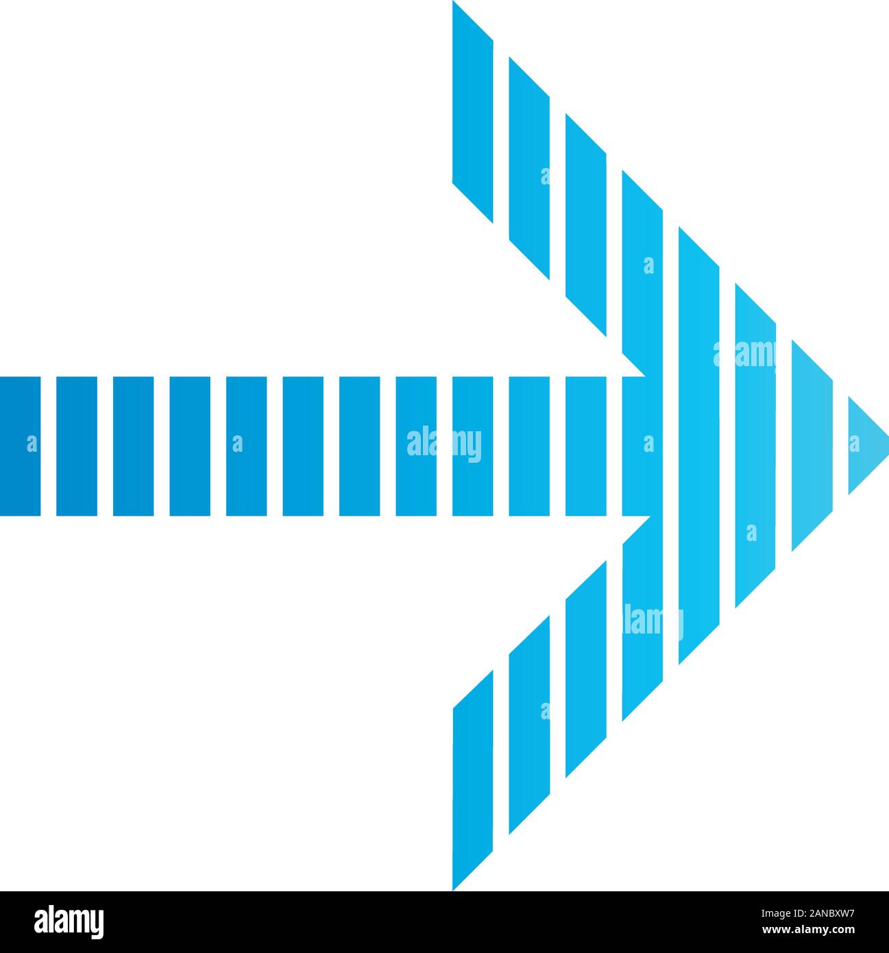 Striped blue arrow flat design long shadow color icon. Arrowhead indicating rightward. Direction ...