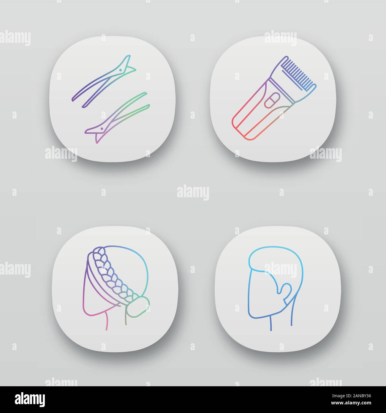 Hairdress app icons set. Barbershop, beauty salon services. Haircut ...