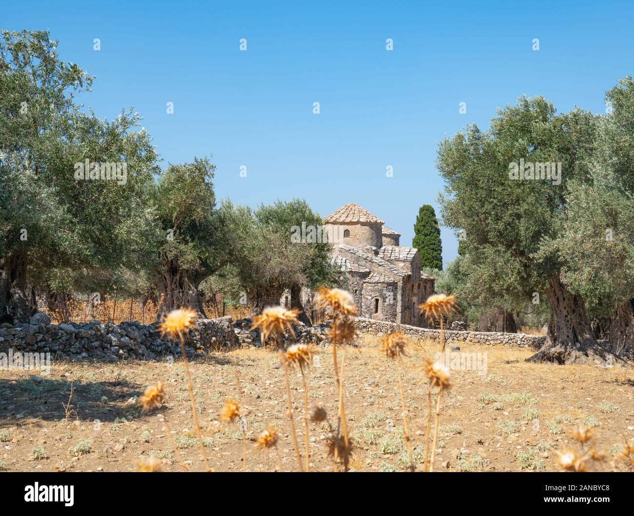 St. George Diasoritis Byzantine 11th century Church, Chalki, surrounded ...
