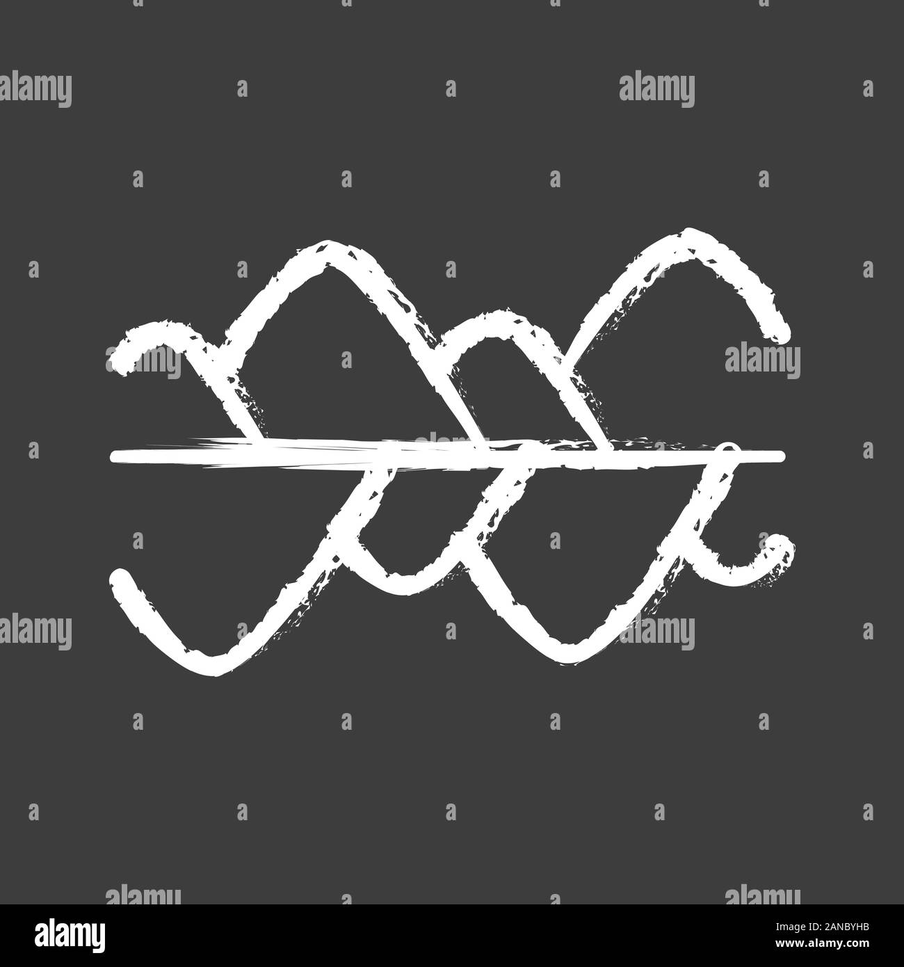 Music frequency level chalk icon. Vibration, noise level curves. Sound ...