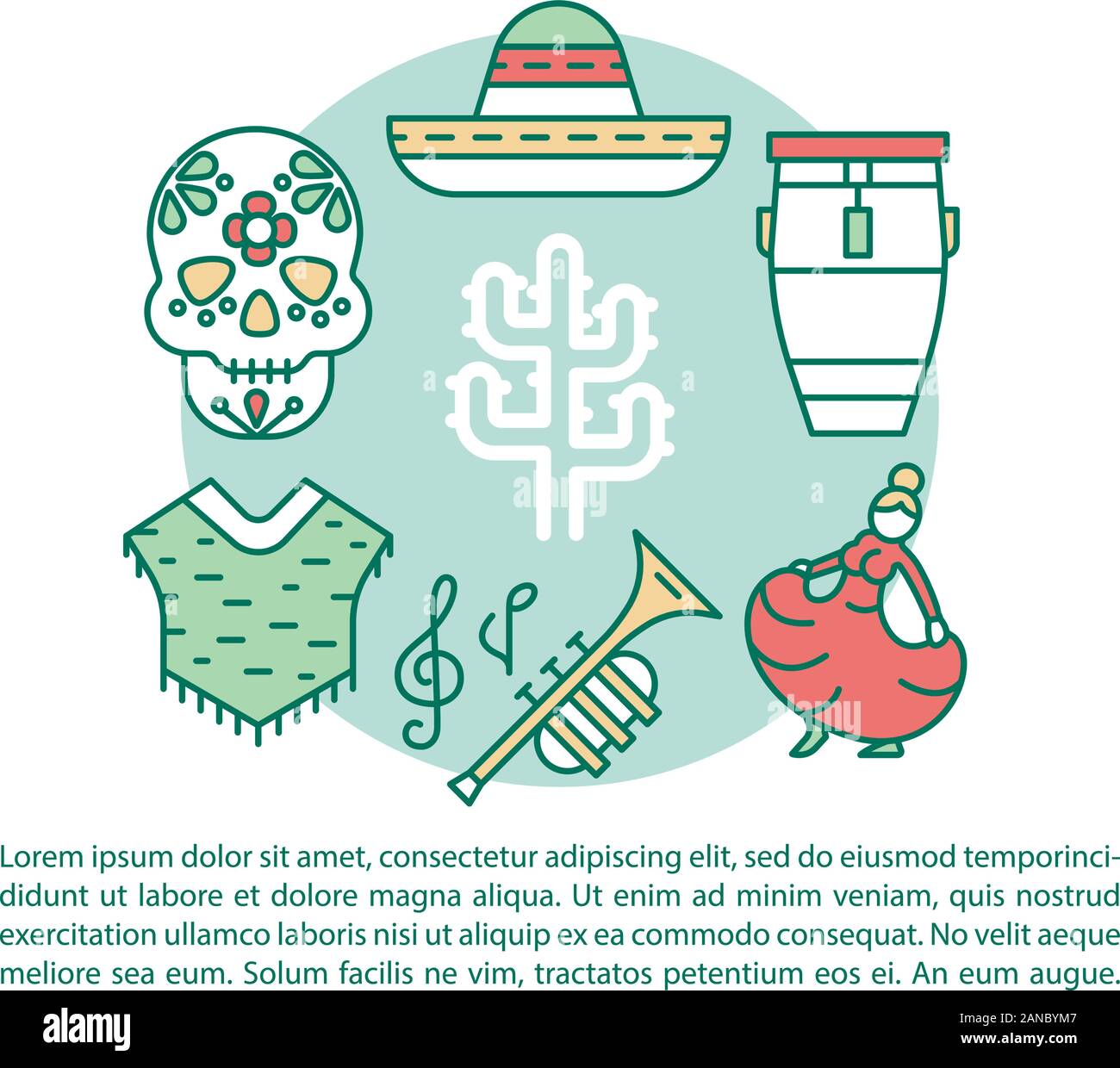 Mexican culture article page vector template. Mexico traditions ...